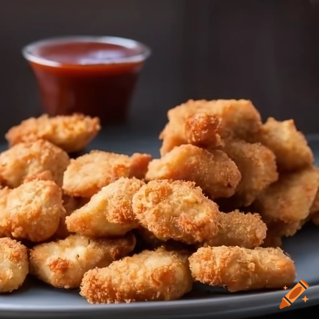 Chicken nuggets with bbq sauce on Craiyon