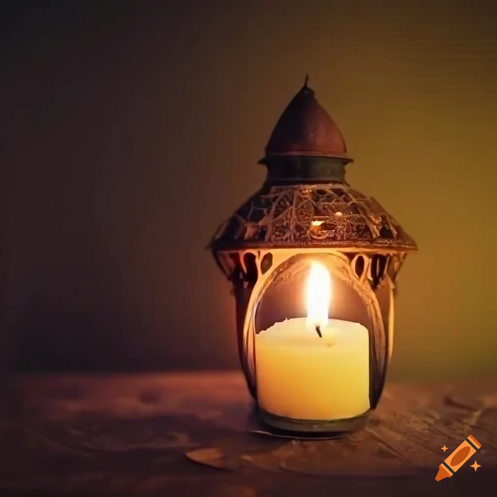 Classic Persian lantern with candle light and ancient site background on Craiyon