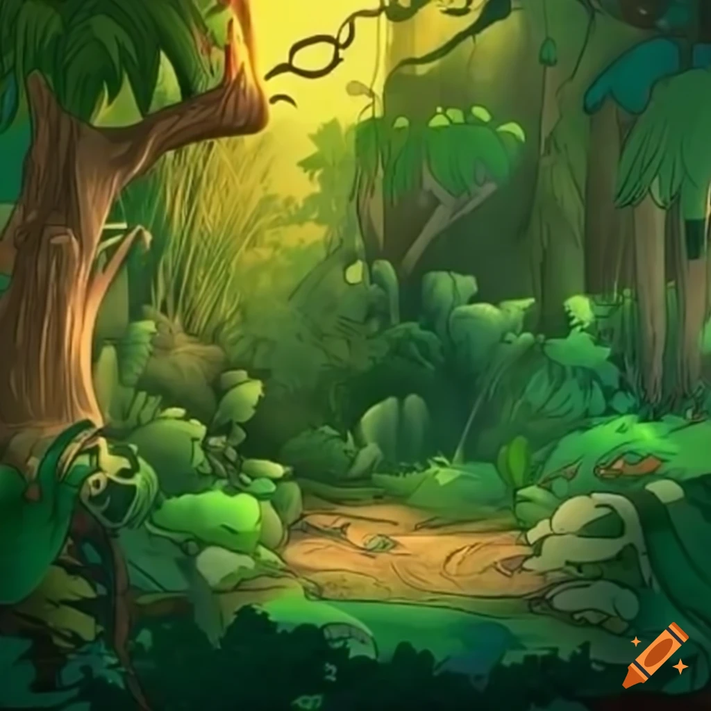 Jungle in cartoon style on Craiyon