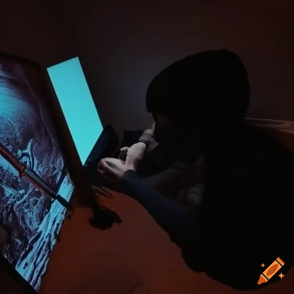 Blind gamer playing video game on Craiyon