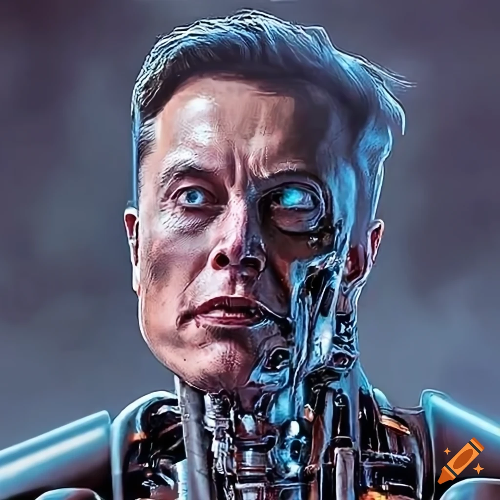 Elon musk portrayed as the terminator on Craiyon