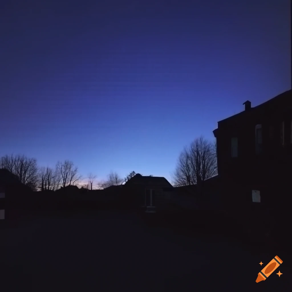 Outdoor liminal space at sunset transitioning to night on Craiyon