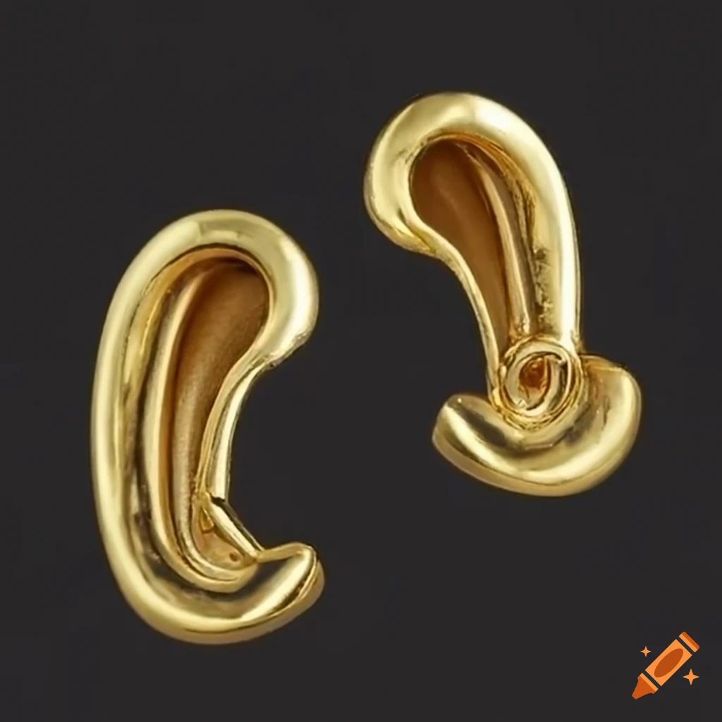 Gold ear-shaped earrings on Craiyon