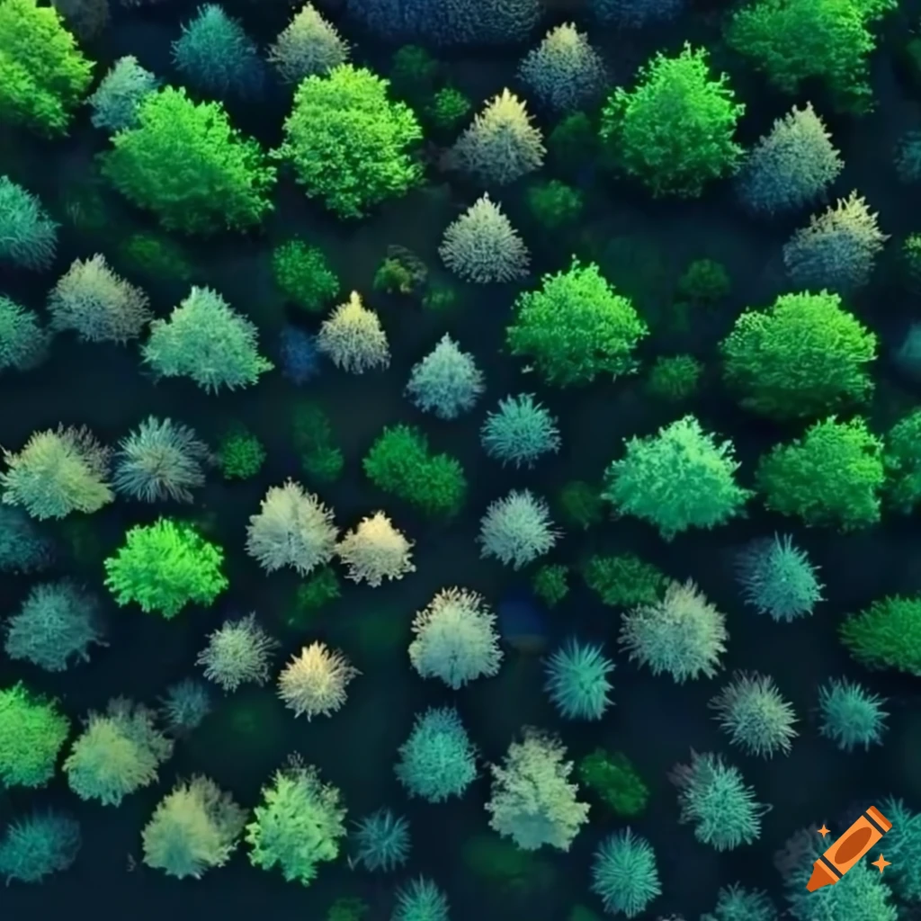 Forest seen from above in pixelated style on Craiyon
