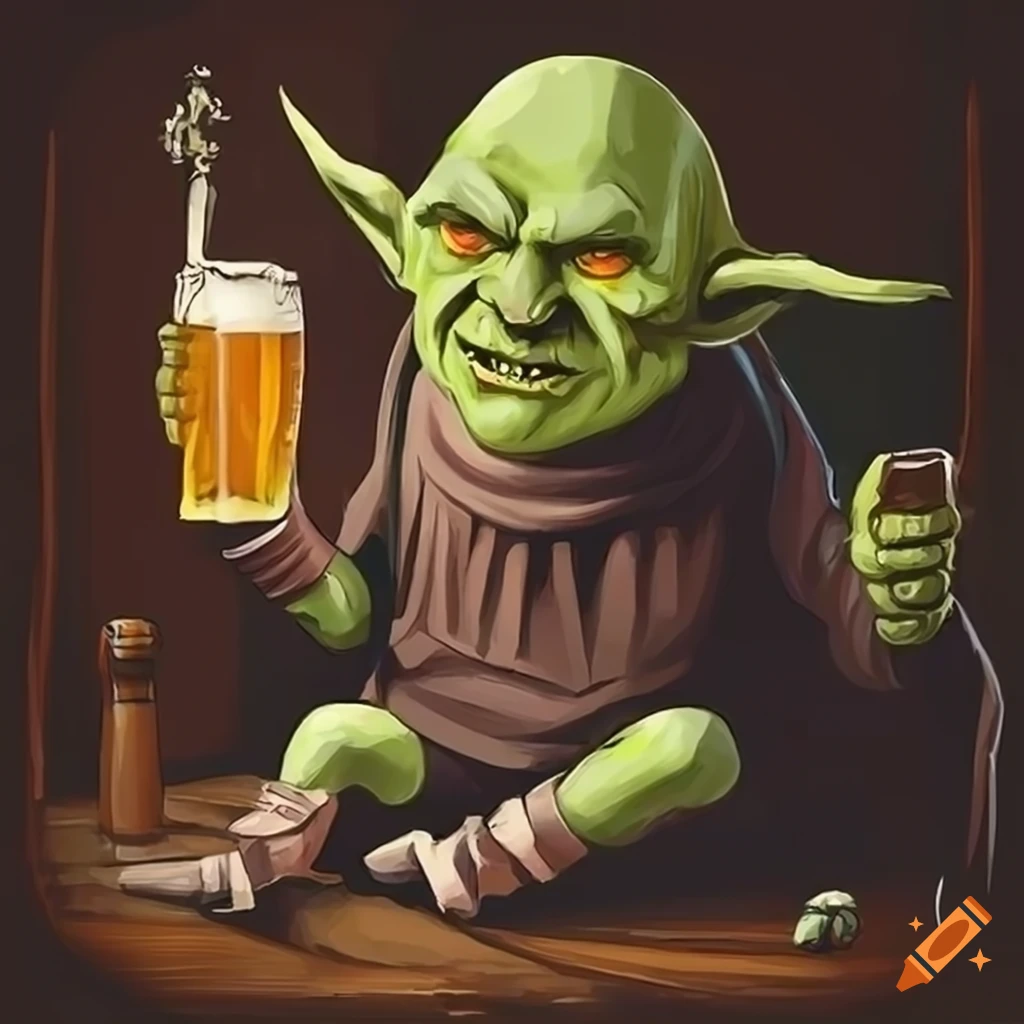 Goblin enjoying a drink on Craiyon