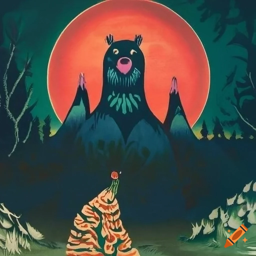 Serigraph combining native salish, voodoo loa, and russian fairytale ...