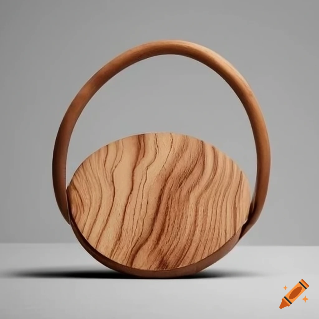 Round handbag made of raw wood on Craiyon