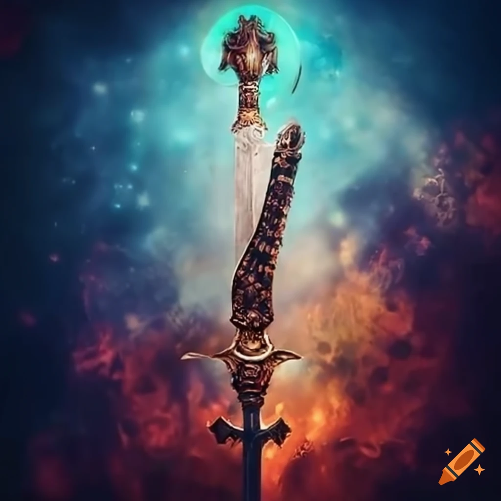 Leo zodiac sign represented as a majestic sword on Craiyon