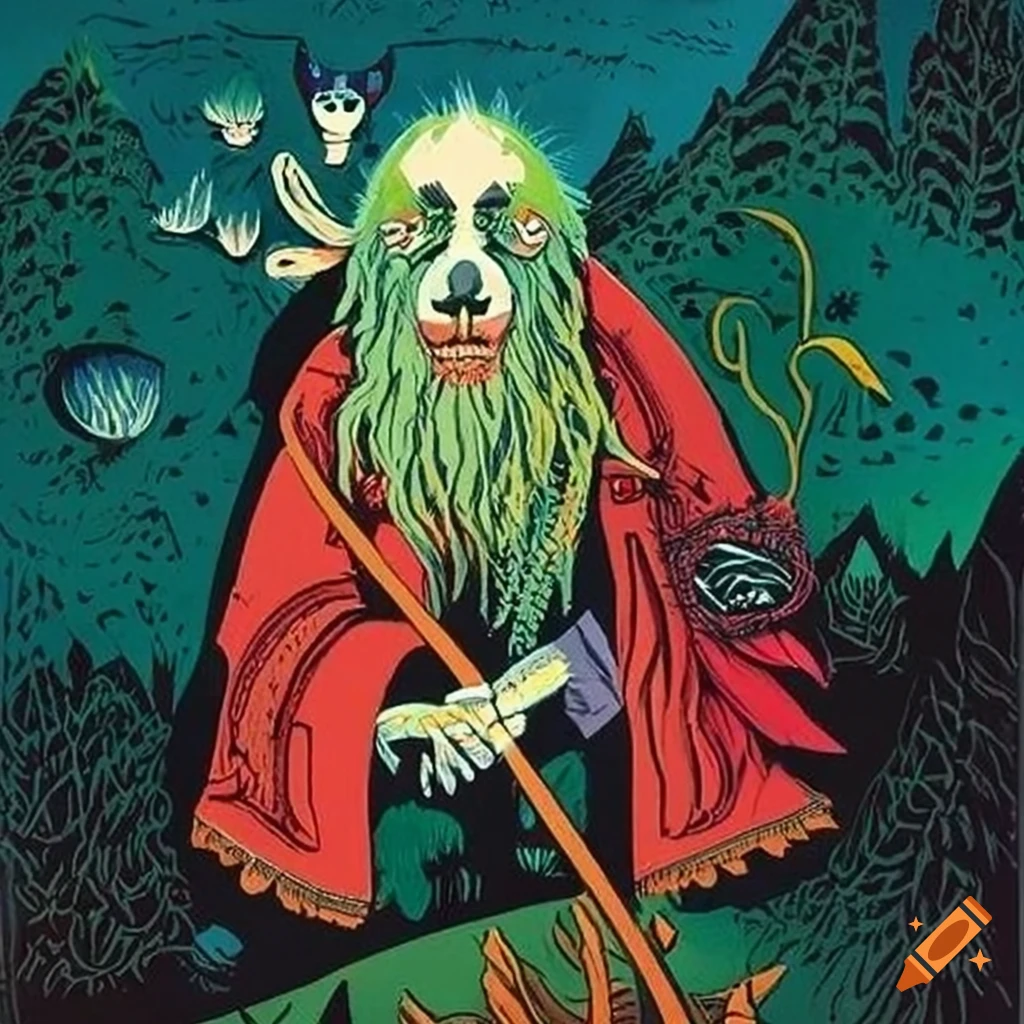 Baba yaga tarot card serigraph with native salish, voodoo loa, and ...