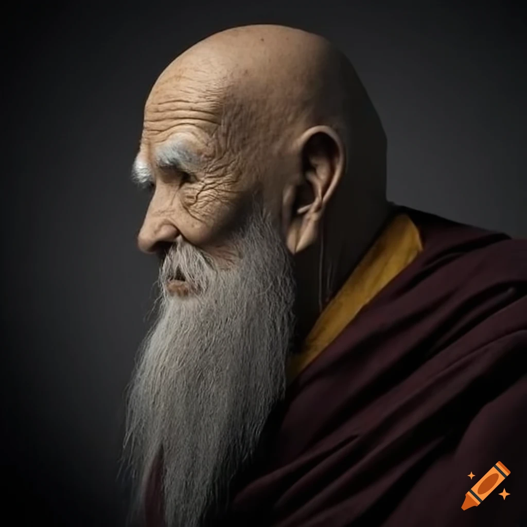Very old zen monk with a long white beard on Craiyon