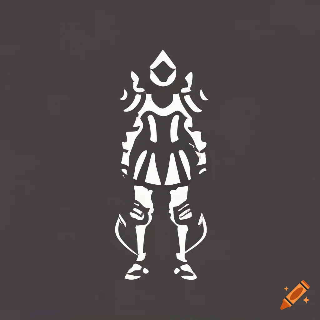 Minimalist black and white game armor icon in line art style on Craiyon