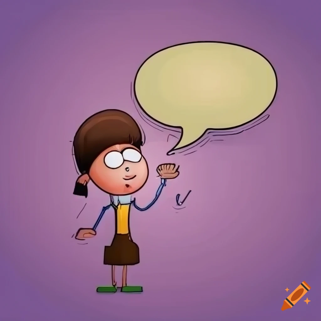 Colorful cartoon illustration of a female student giving a speech on ...