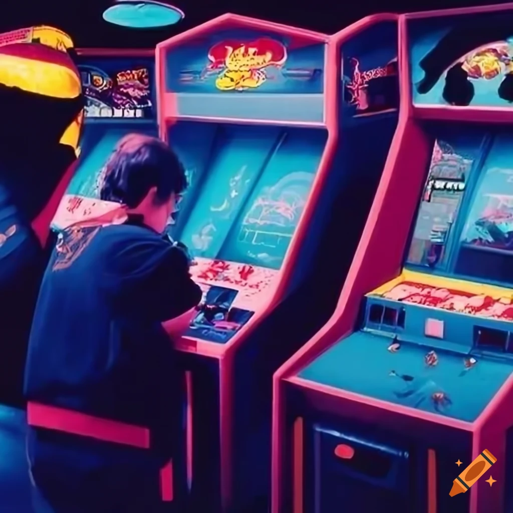 Arcade in 1980's on Craiyon