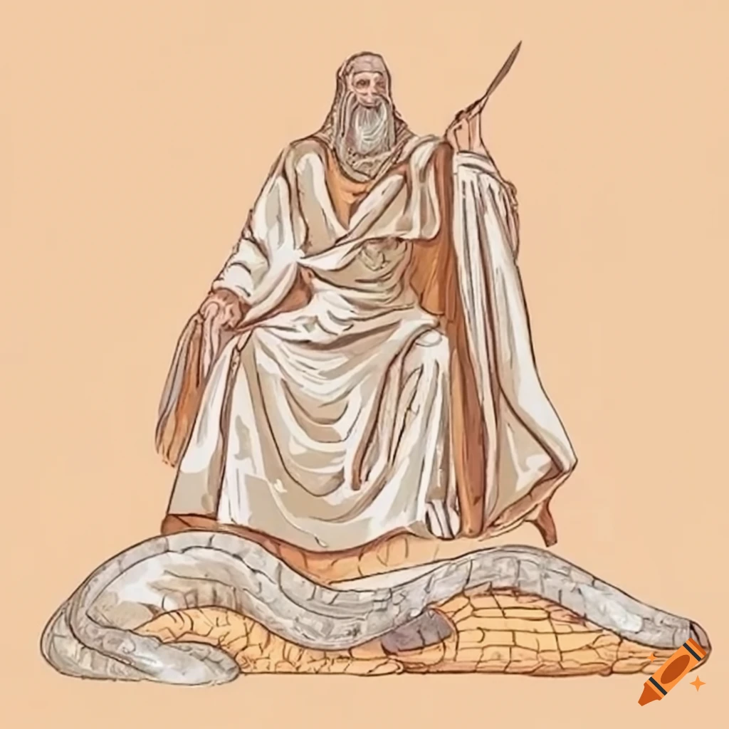 Depiction of moses with the bronze serpent in the desert on Craiyon