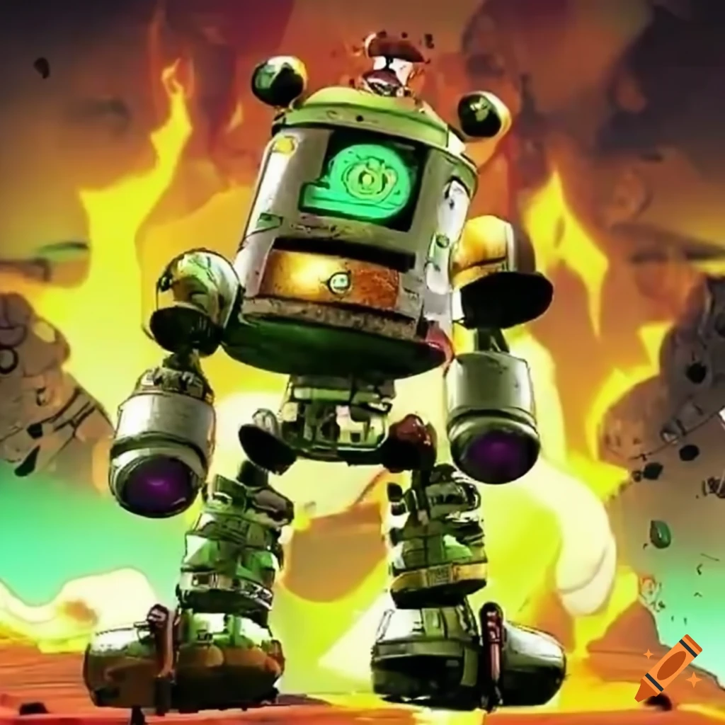 Jojo's Bizzare Adventure-style little robots of mismatched metallic scrap on Craiyon