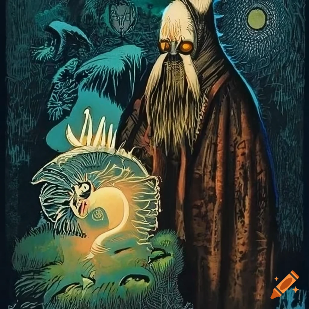 Baba yaga tarot card serigraph with various cultural motifs and designs ...