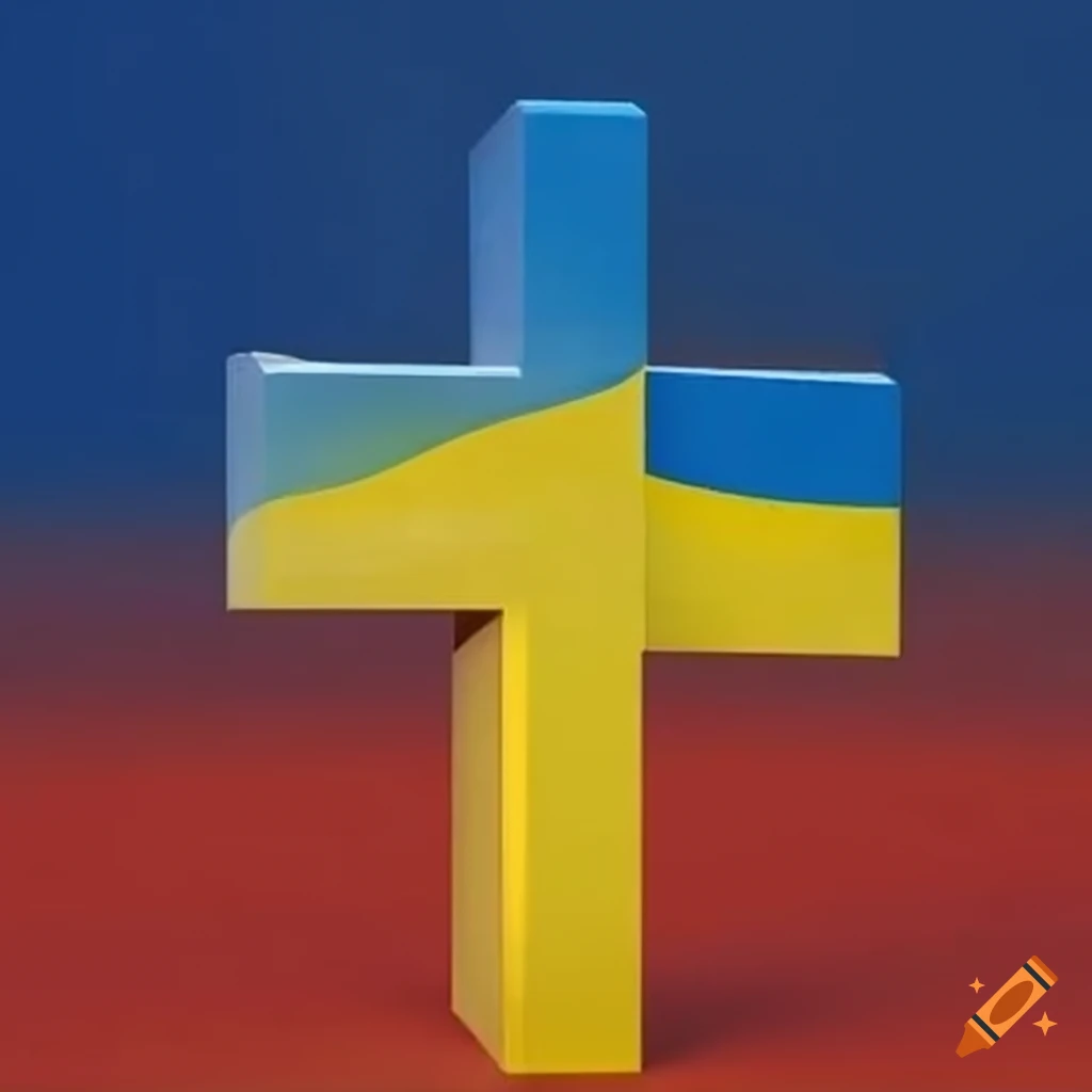 Ukraine flag with a cross on Craiyon