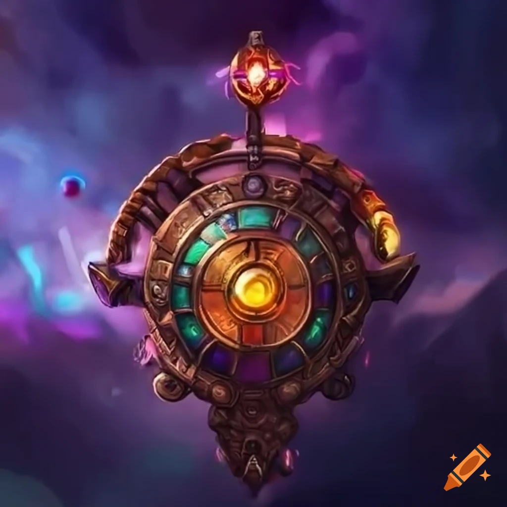 Arcane cannon on a ship deck with rainbow jewels on Craiyon