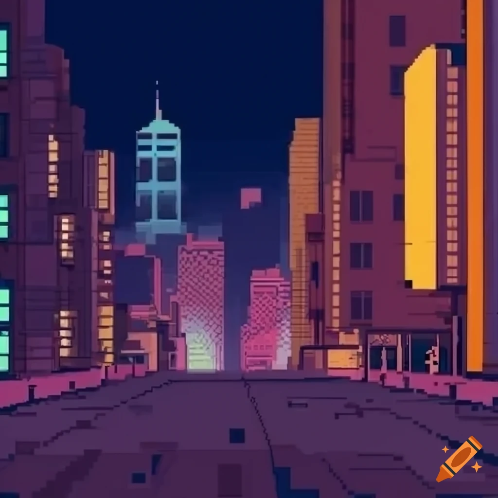 Anime city background in gta style pixel art on Craiyon