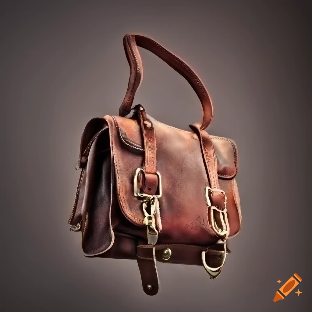 Old leather satchel on Craiyon