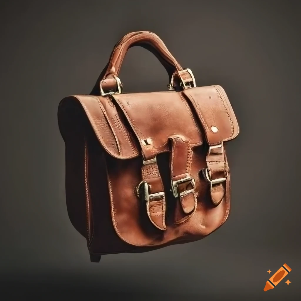 Old leather satchel on Craiyon