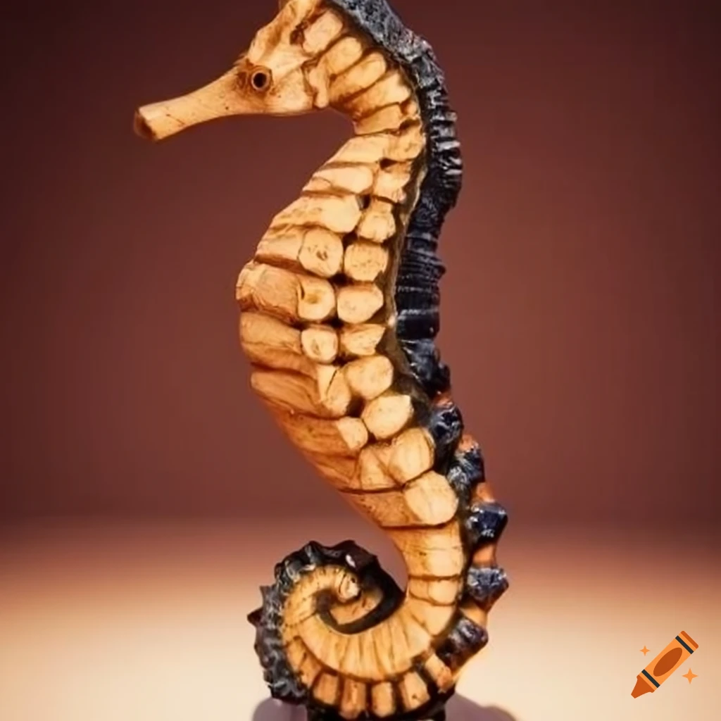 Whittled seahorse chess piece on Craiyon