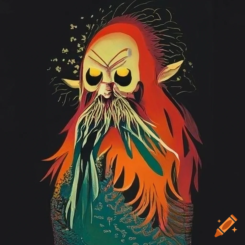 Baba Yaga serigraph blending different mythological motifs and spirit ...