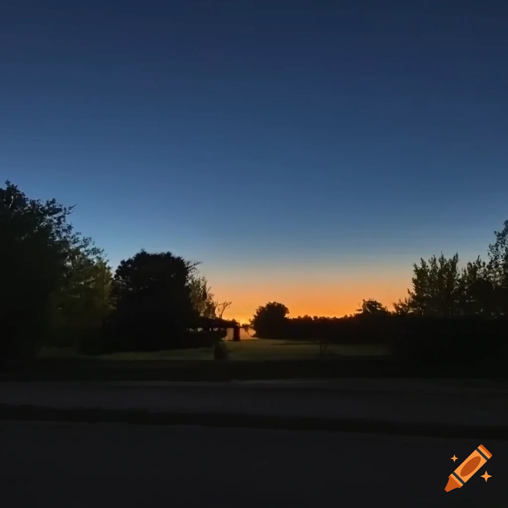 Outdoor liminal space during sunset transitioning to night on Craiyon