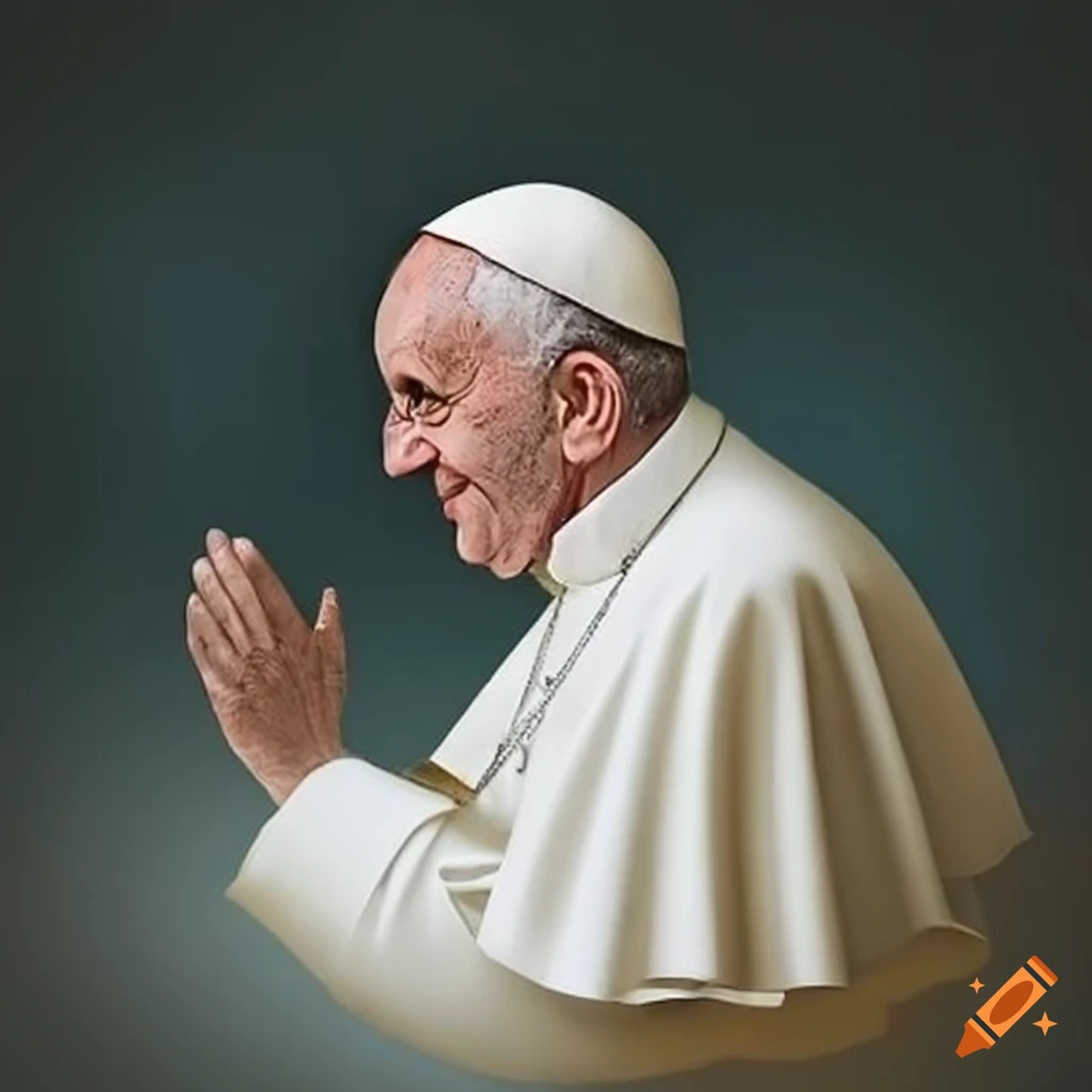 The pope raising a white flag on Craiyon