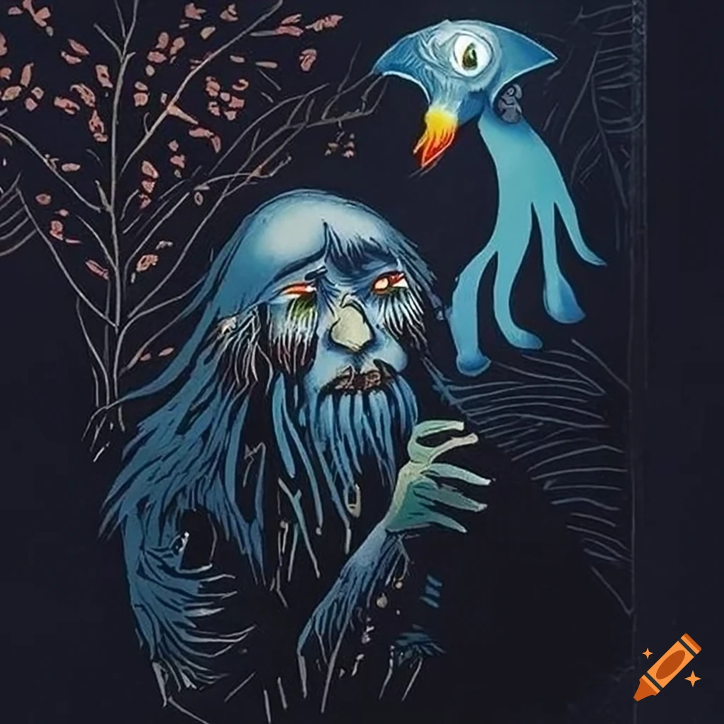 Baba yaga tarot card serigraph with native salish, voodoo loa, and ...