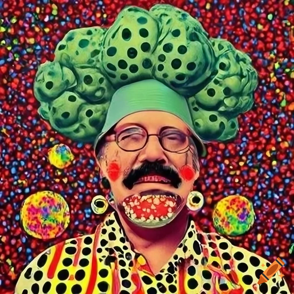 Psychedelic 60's album cover with a chef having an lsd flashback ...