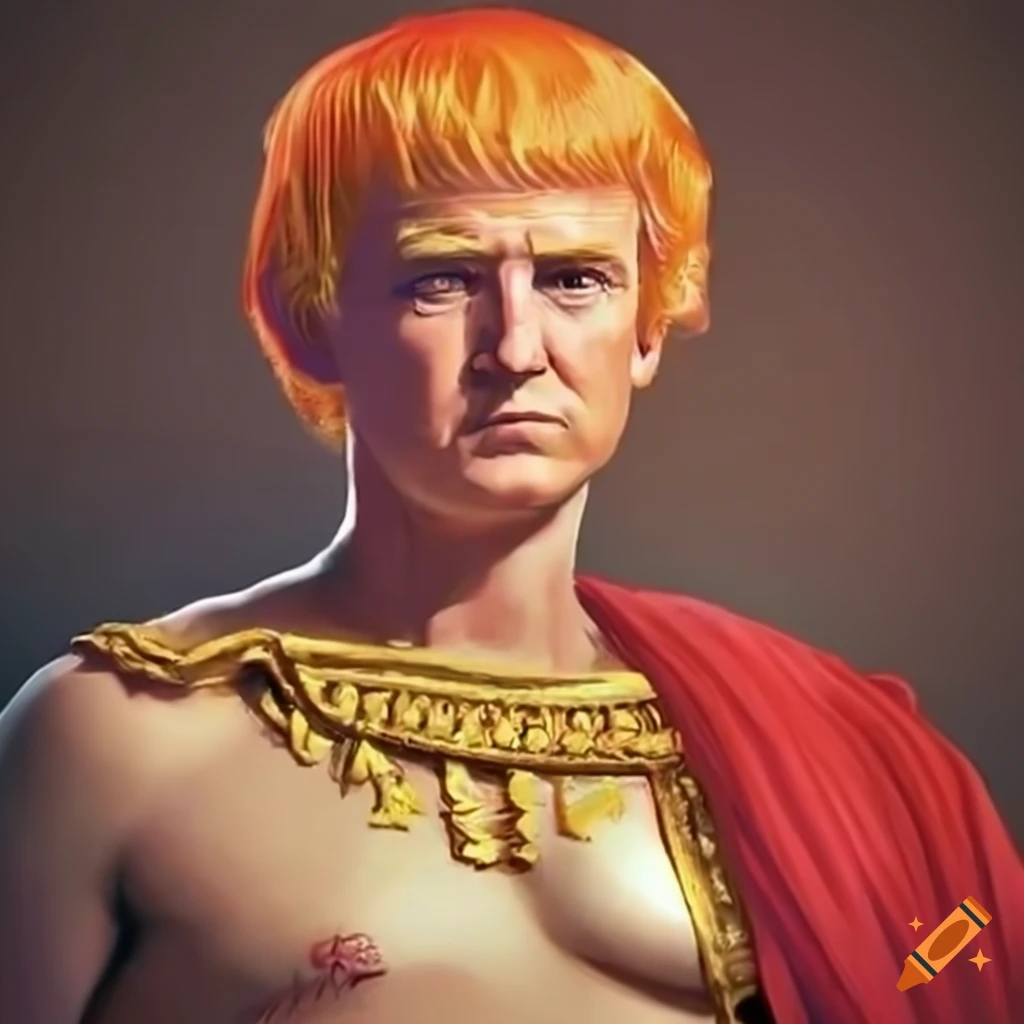 Satirical portrayal of donald trump as emperor claudius nero with ...