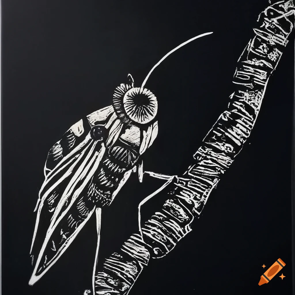 Insect beetle linocut print on Craiyon