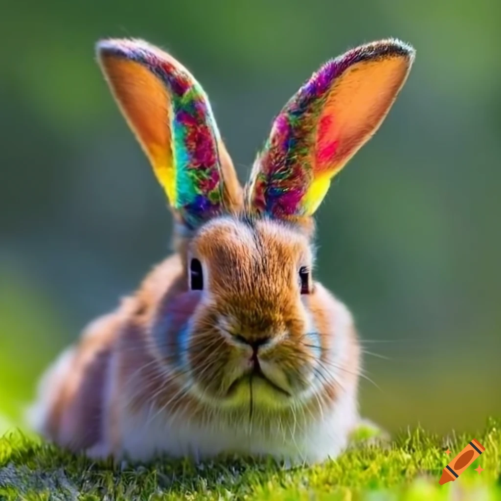 Rabbit with multi-colored ears on Craiyon