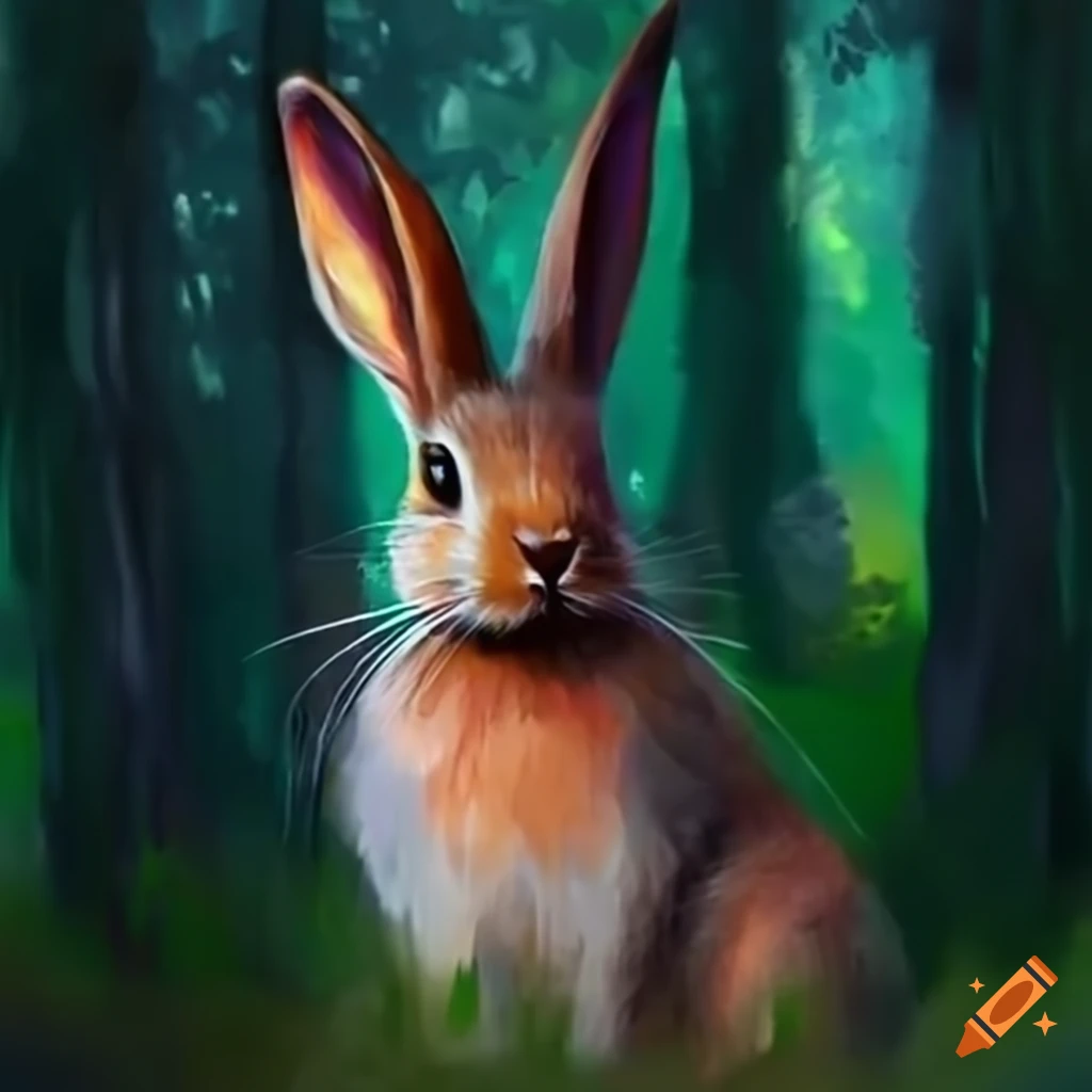 Rabbit in a forest on Craiyon