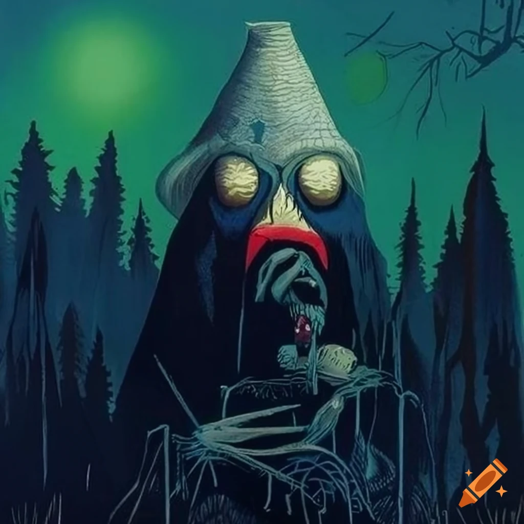 Zozistaw Beksinski Baba Yaga serigraph with Native Salish, Voodoo Loa ...