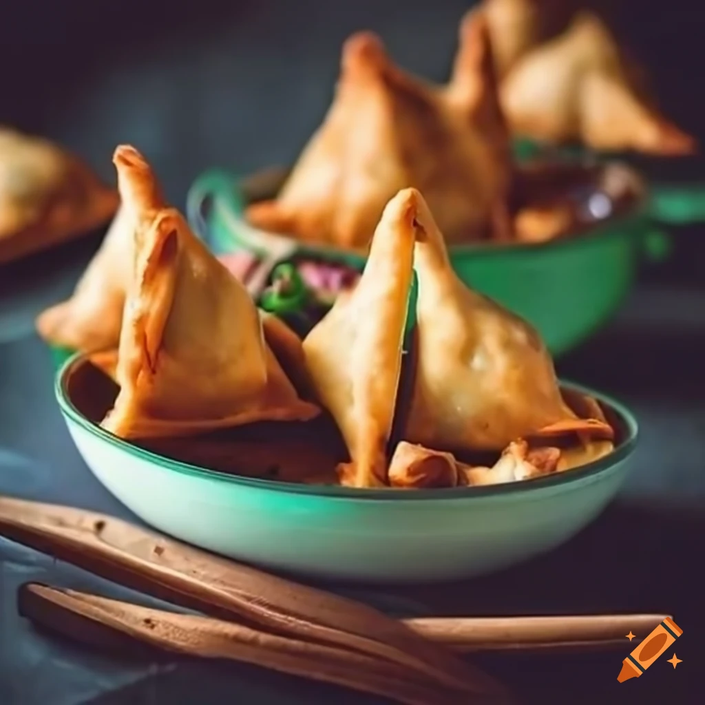 Bowl of samosa recipes on Craiyon