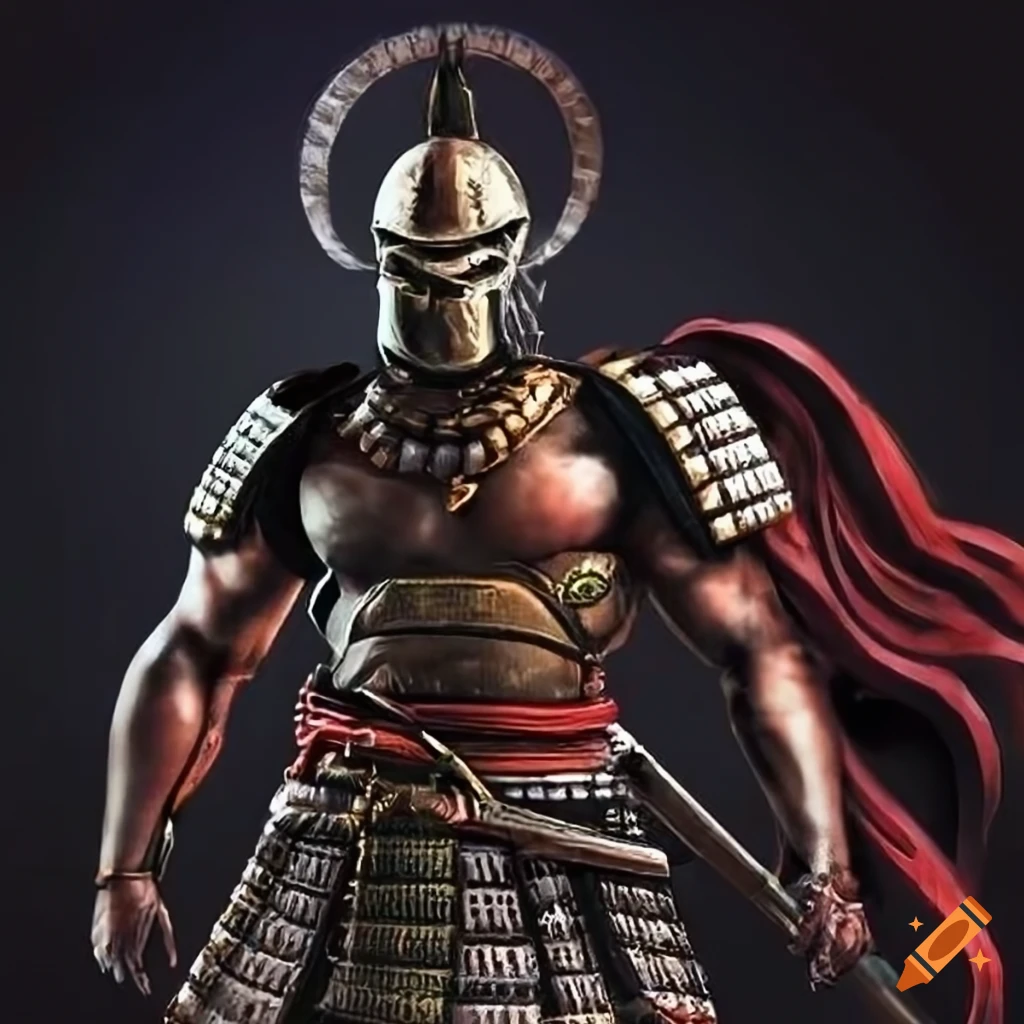 Fusion of a spartan and samurai warriors on Craiyon