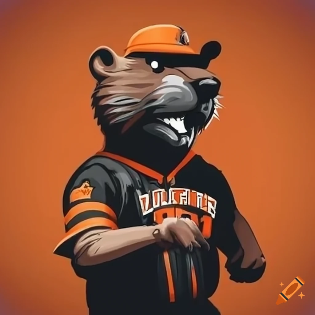 OSU Cascades logo featuring a beaver mascot in a wiffleball uniform ...