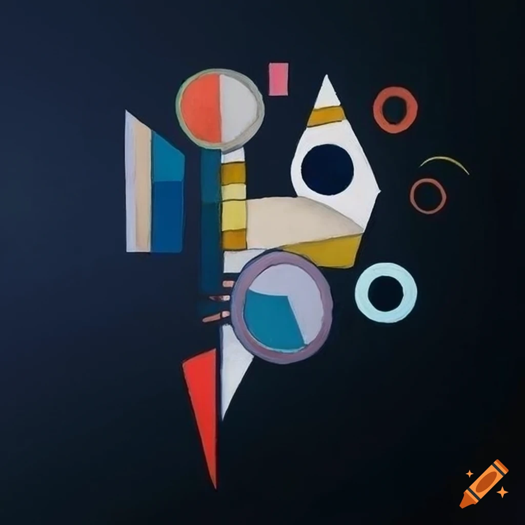 Abstract art inspired by Kandinsky with geometric shapes in a gestural ...