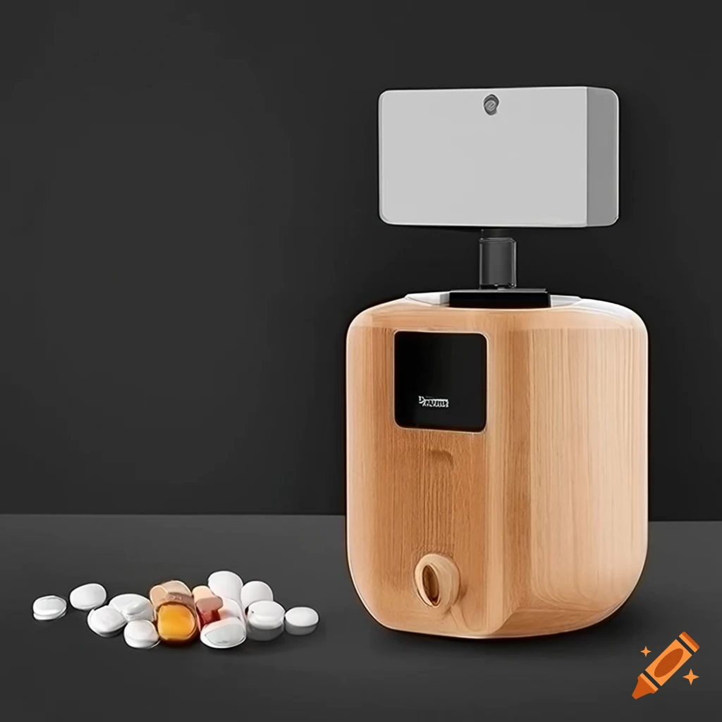 Smart medication dispenser with minimalist design incorporating wood ...