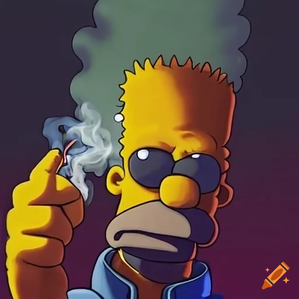 Simpson character enjoying weed on Craiyon