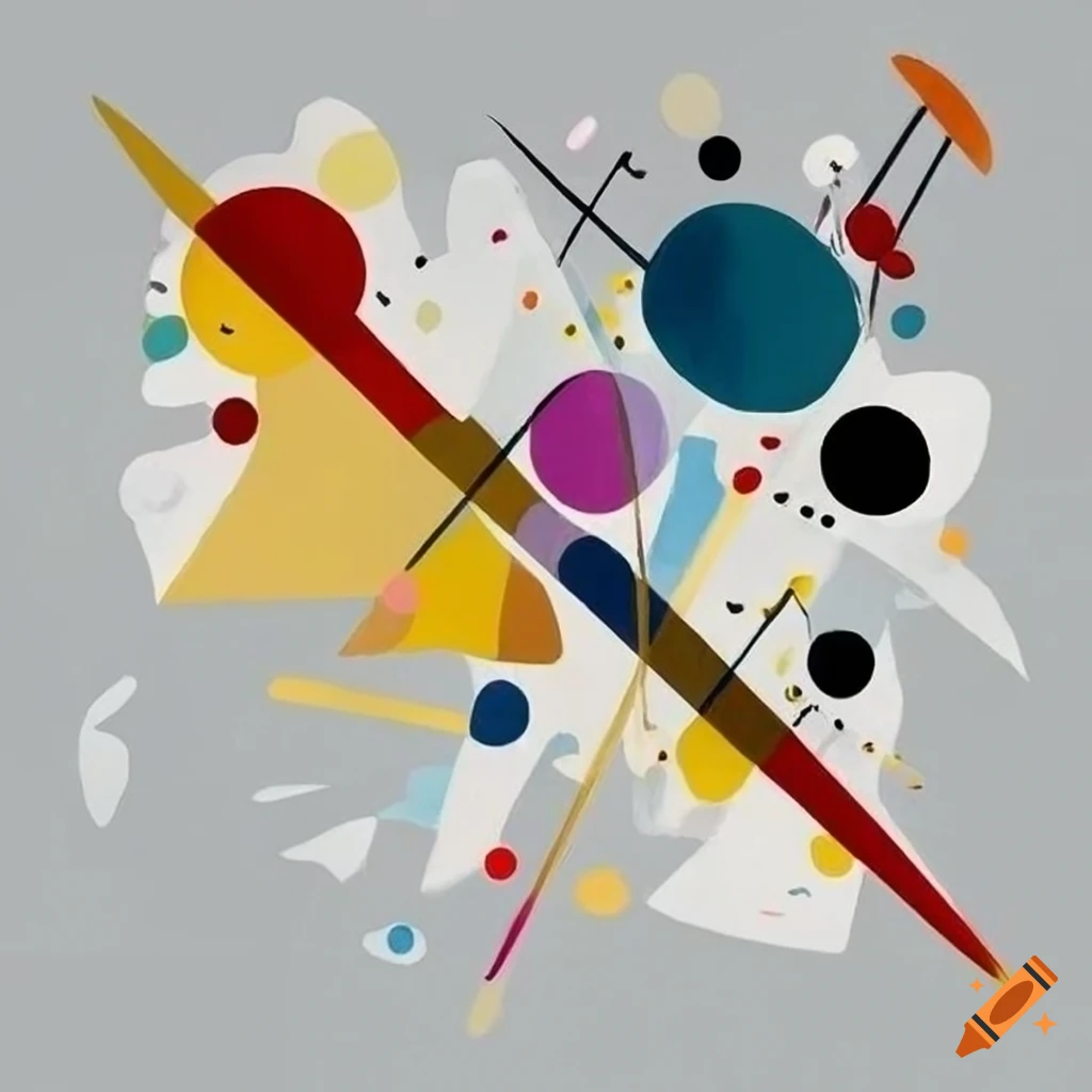 Abstract Kandinsky-style art with geometric shapes in white on Craiyon