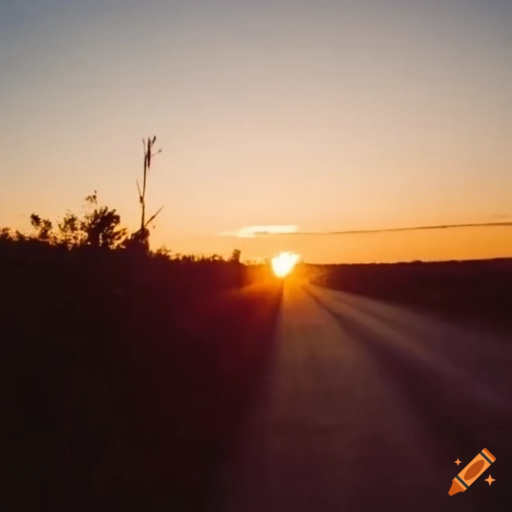 Sunset through a magnifying glass in a vintage VHS frame on Craiyon