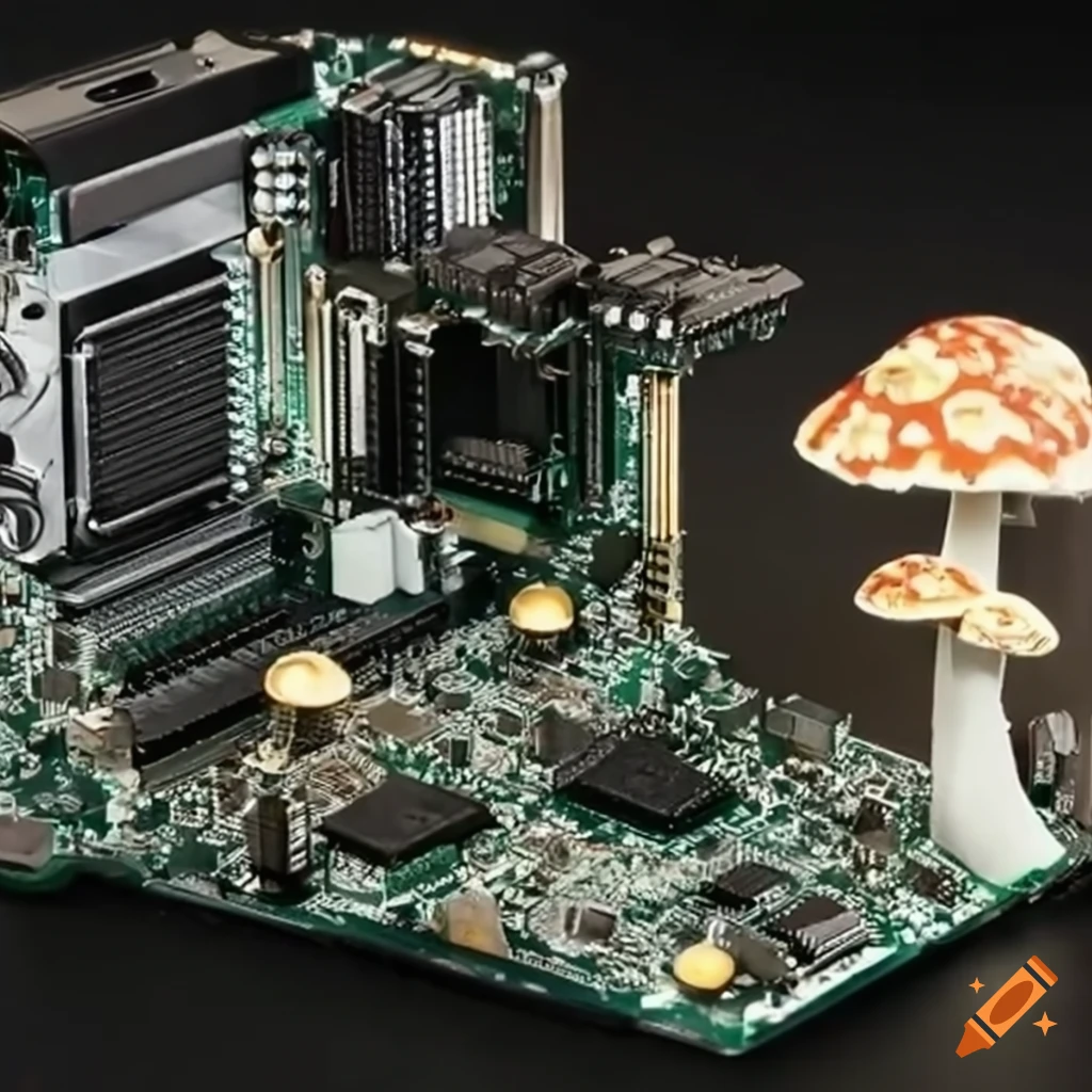 Biopunk mushroom motherboard - fungal computers innovation on Craiyon