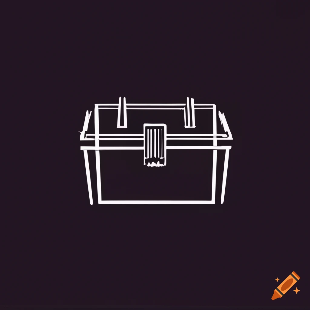 Minimalist black and white game icon chest in line art style on Craiyon
