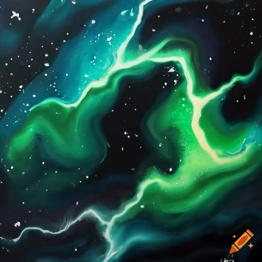 Thunder abstract painting in galaxy colors on Craiyon
