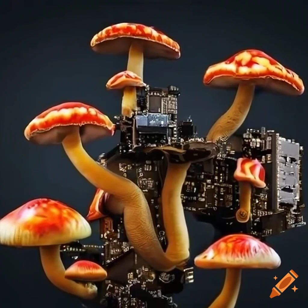 Biopunk mushroom motherboard - fungal computers innovation on Craiyon