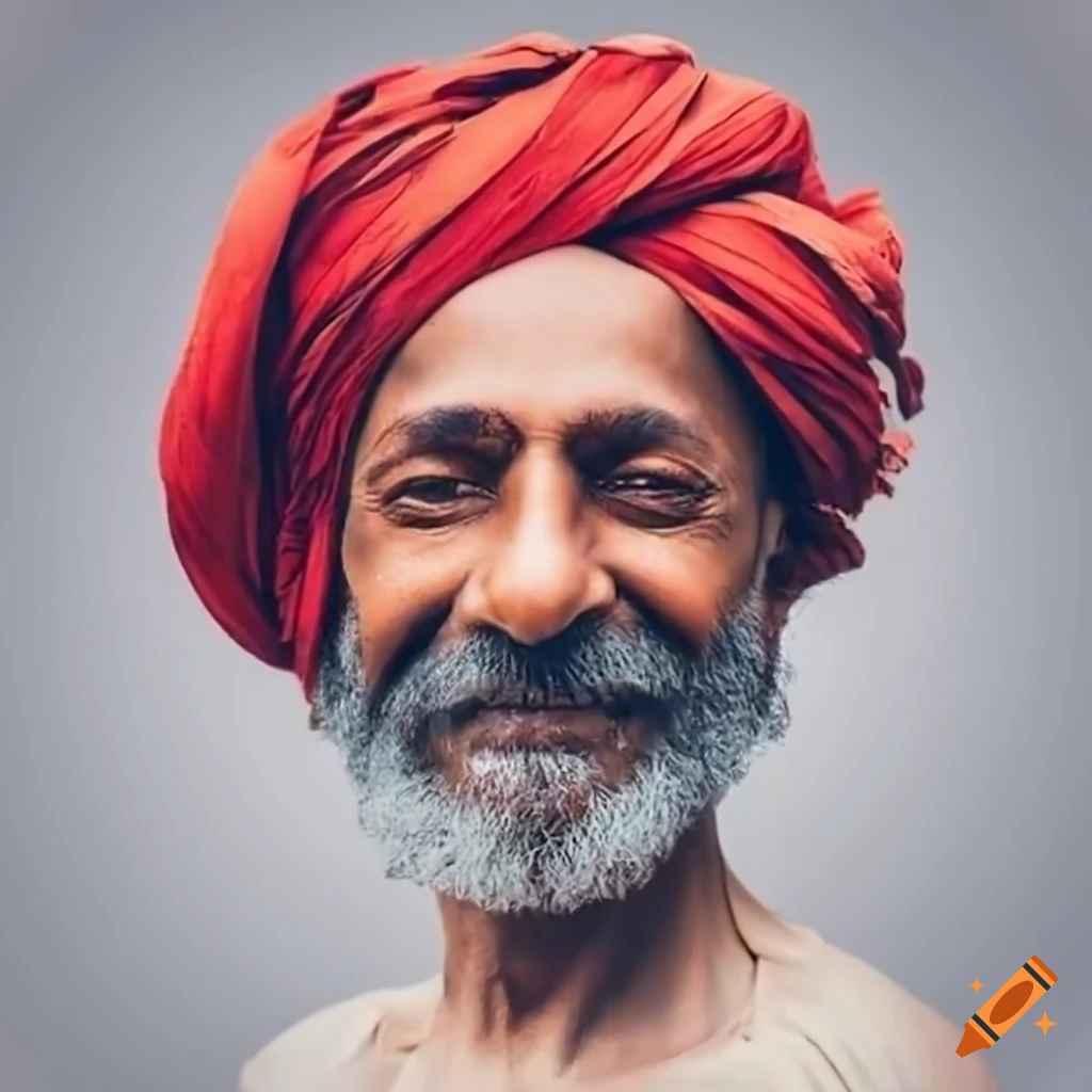 Man smiling in a turban on a light gray background on Craiyon