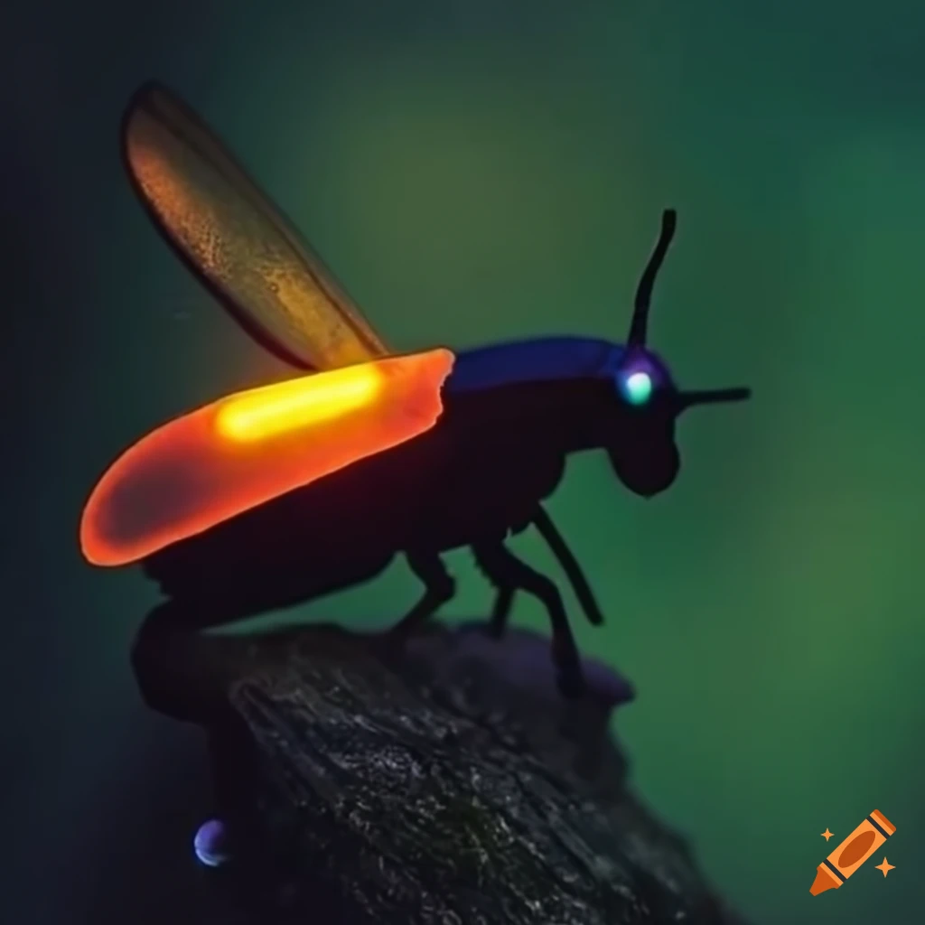 Glowing firefly in a dark forest on Craiyon